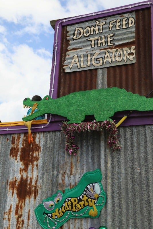 Riding an Alligator Float in the Lake Charles Mardi Gras Parade ...