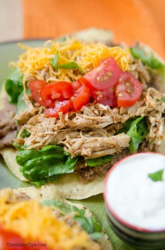Slow Cooker Crock Pot Mexican Chicken Tostadas Recipe - Tammilee Tips